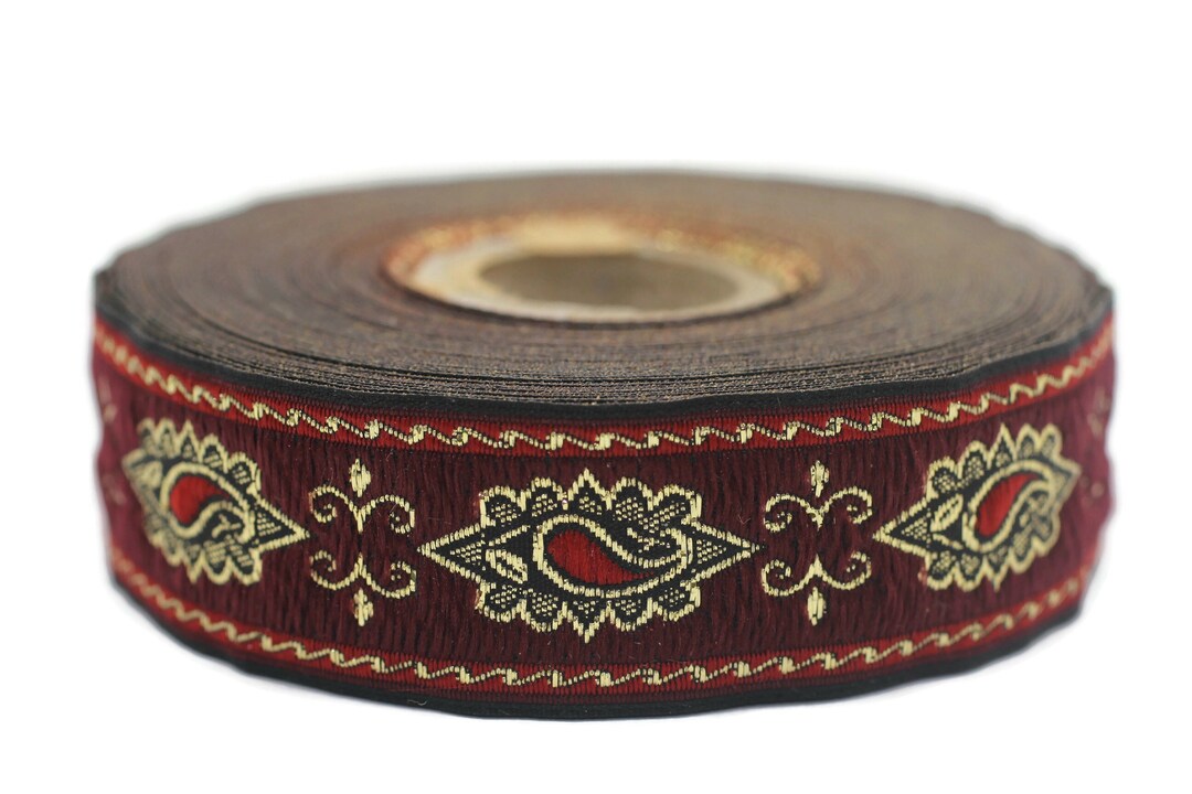 25 Mm Red Medieval Motive Ribbon (0.98 Inches), Renaissance Trim ...