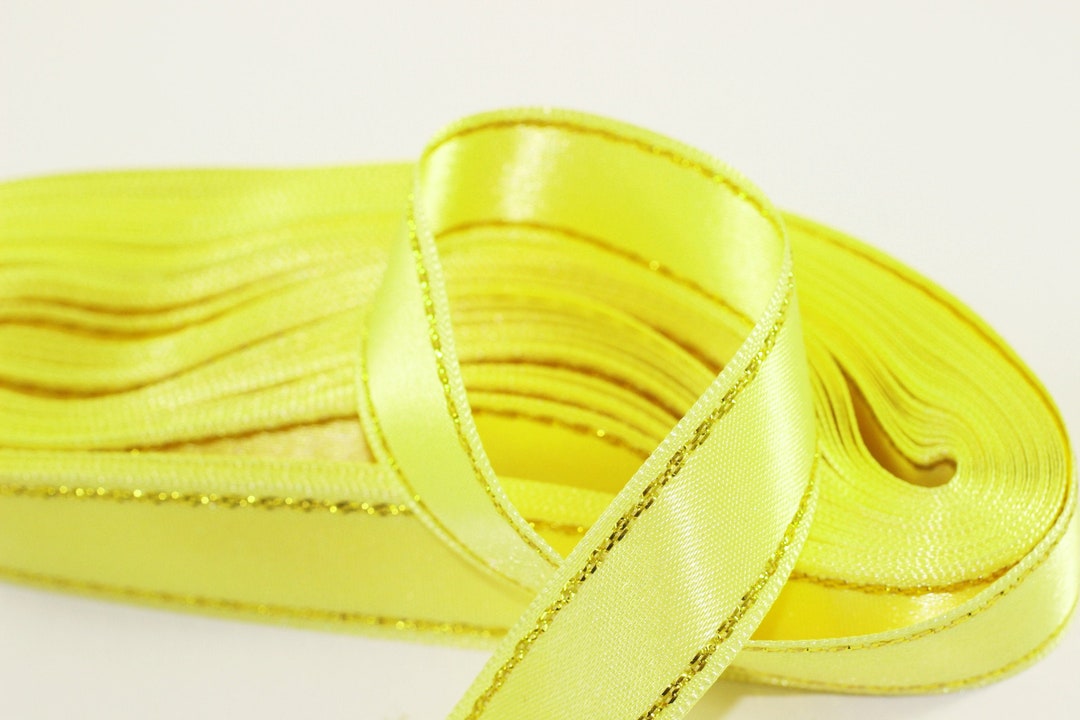 10 Meters (10.90 Yrds) Golden Yellow Satin Ribbon, Double Sided Ribbon ...