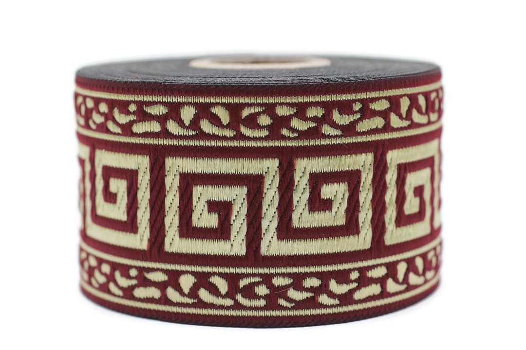 50 Mm Red/golden Greek Key Ribbon, Jacquard Trims (1.96 Inches ...