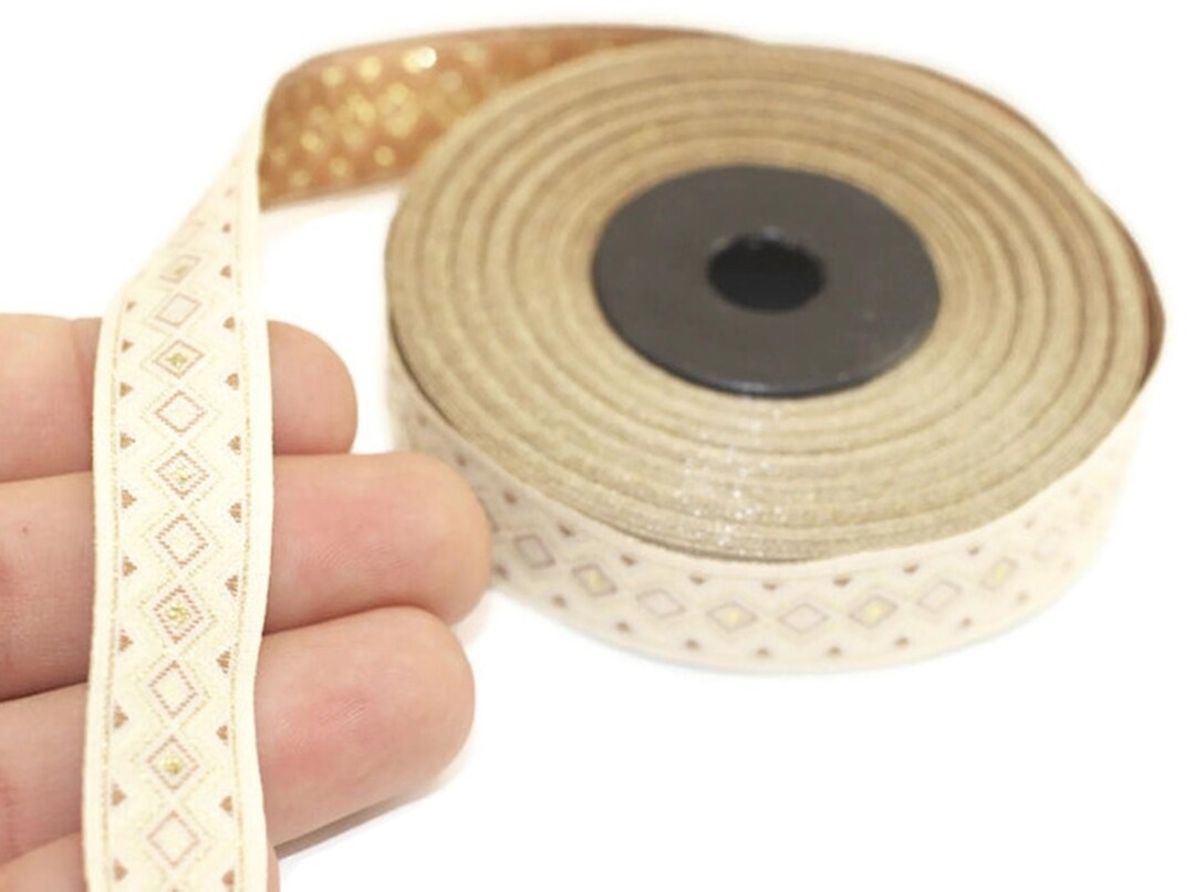 15 Mm Cream Triangle Motive Jacquard Ribbon, (0.59 Inches), Jacquard ...