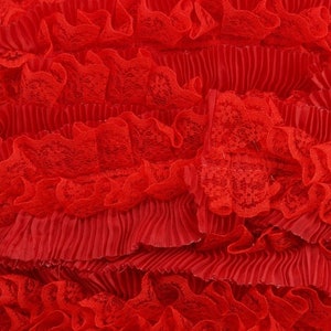 52 Mm Red Pleated Ruffle With Layer , Pleated Ruffle Lace, Lettuce Edge ...