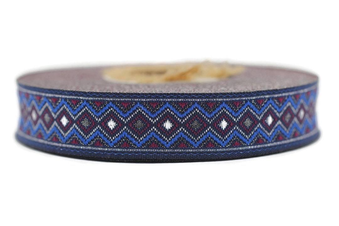 15 Mm Blue&purple Triangle Motive Jacquard Ribbon, (0.59 Inches ...