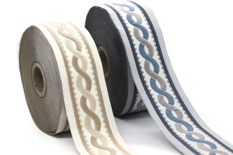 40 Mm Blue or Brown Trim 1.57 Inches Celtic Jacquard Ribbon - Etsy