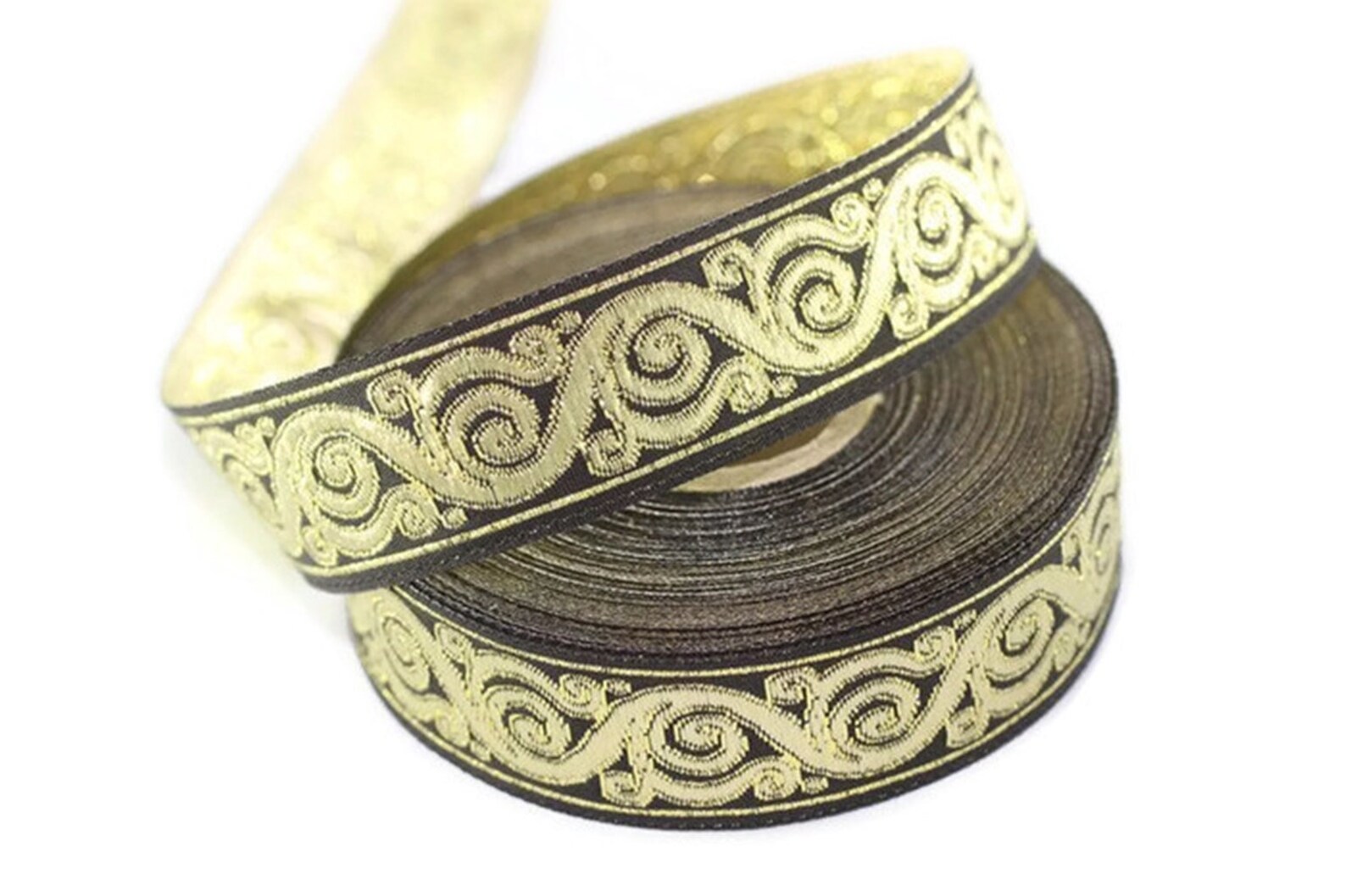 35 Mm Yellow Scroll Jacquard Trim 1.37 Inches Native - Etsy