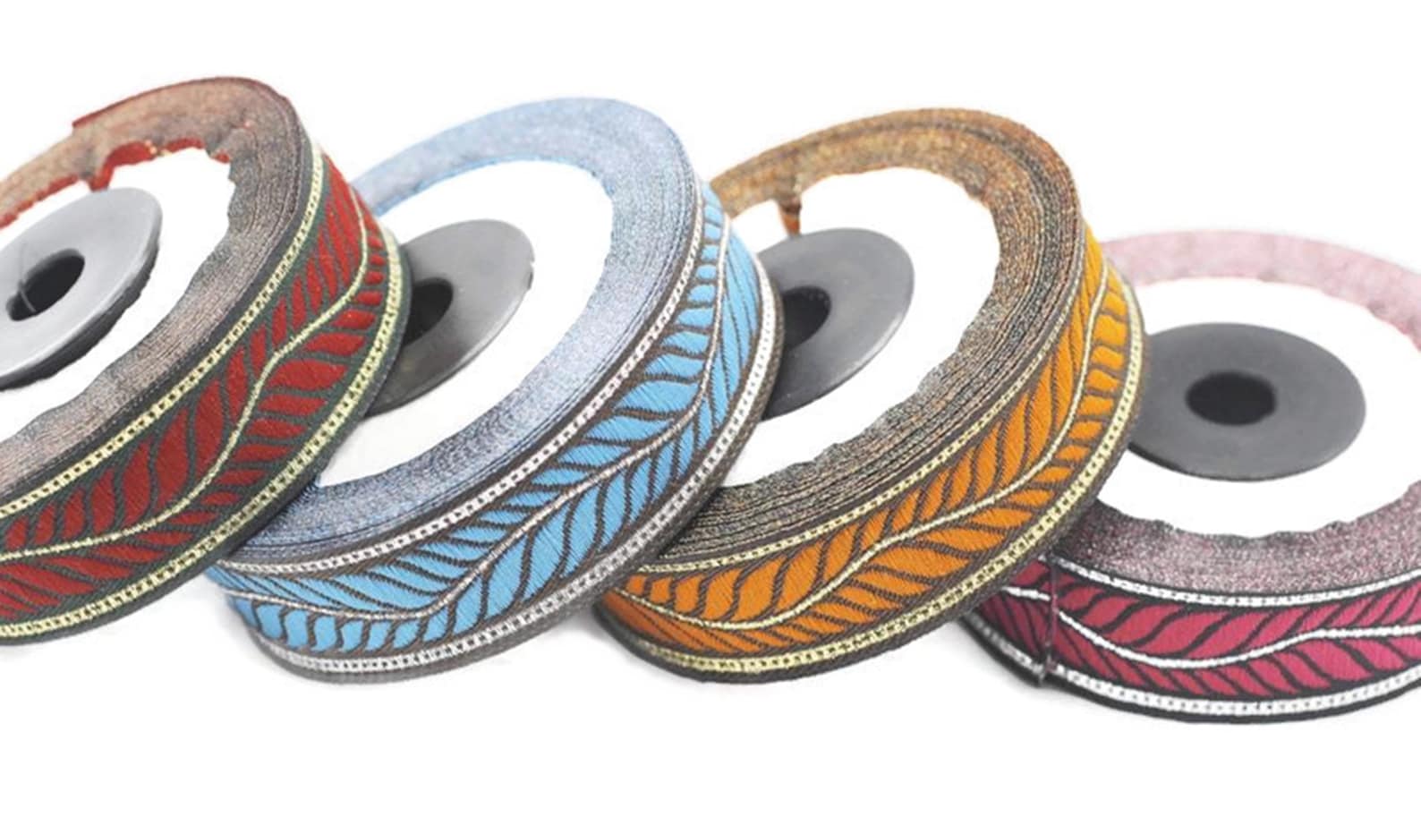 22 Mm Colorfull Feather Ribbon 0.86 Inches Jacquard Ribbon - Etsy