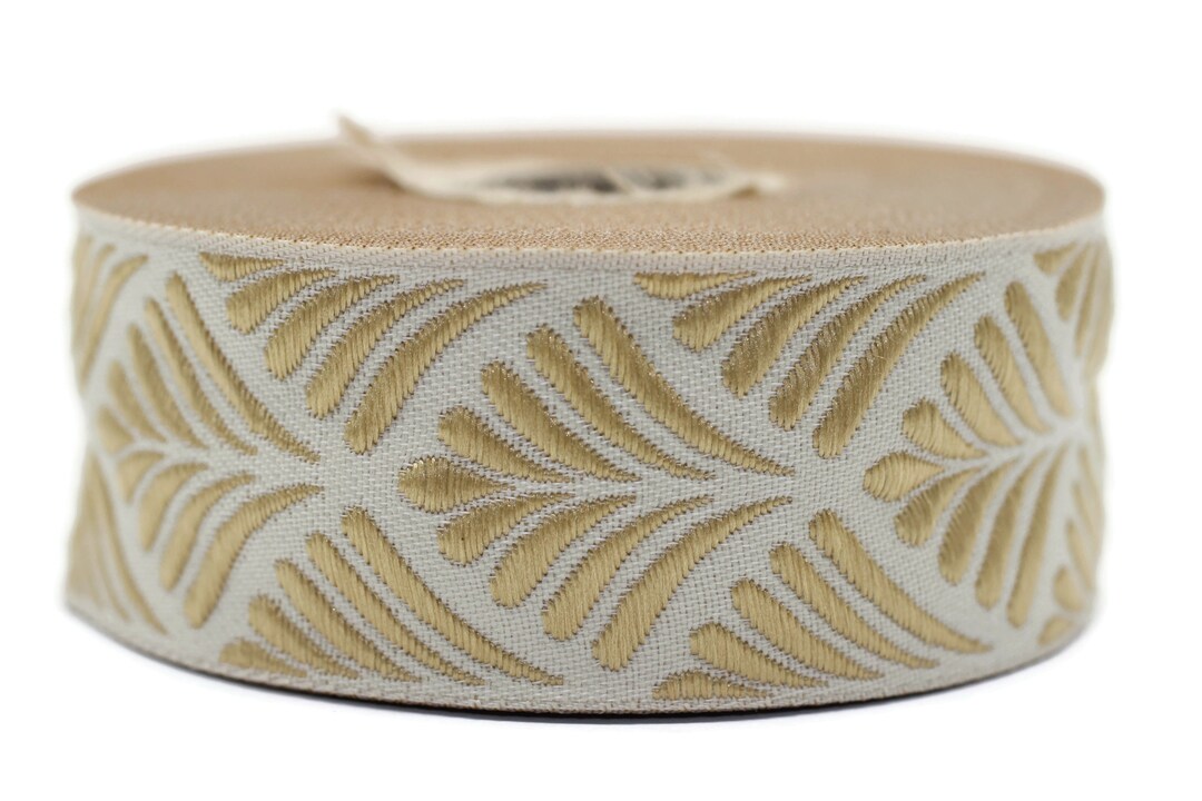 35 Mm Golden Seashell 1.37 (inch) | Seashell Ribbon | Embroidered Woven ...