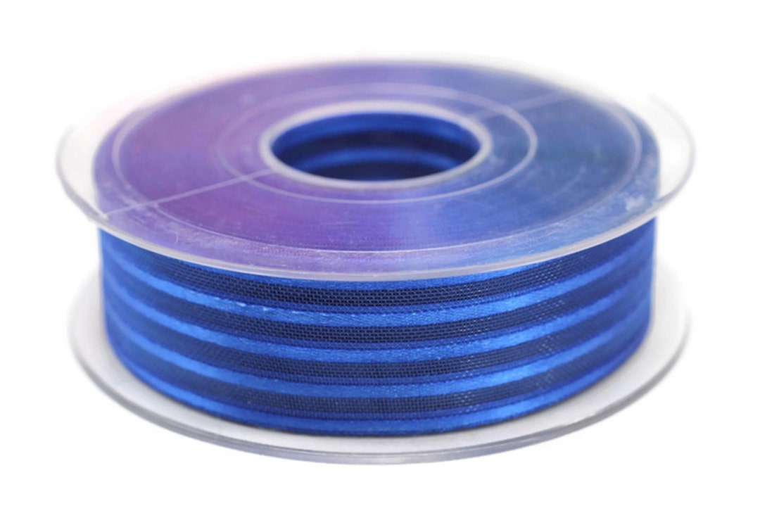 Royal Blue Satin Edged Organza Ribbon, 20 Meters 25mm Organza Sheer ...