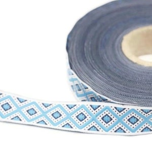 15 Mm Blue&light Blue Triangle Motive Jacquard Ribbon 0.59 | Etsy