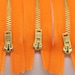 5 Pcs Orange Metal Zippers With Gold Brass Teeth, 18-100cm (7-40inches ...