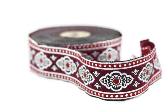25 Mm Red Renaissance Motive Ribbon 0.98 Inches European | Etsy