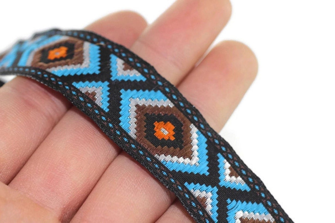 25 Mm Sky Blue Jacquard Trim (0.98 Inches), Vintage Ribbon, Decorative ...