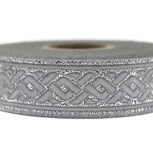 22 Mm Metallic Silver Celtic Knot Jacquard Ribbons in 0.86", Spiral ...
