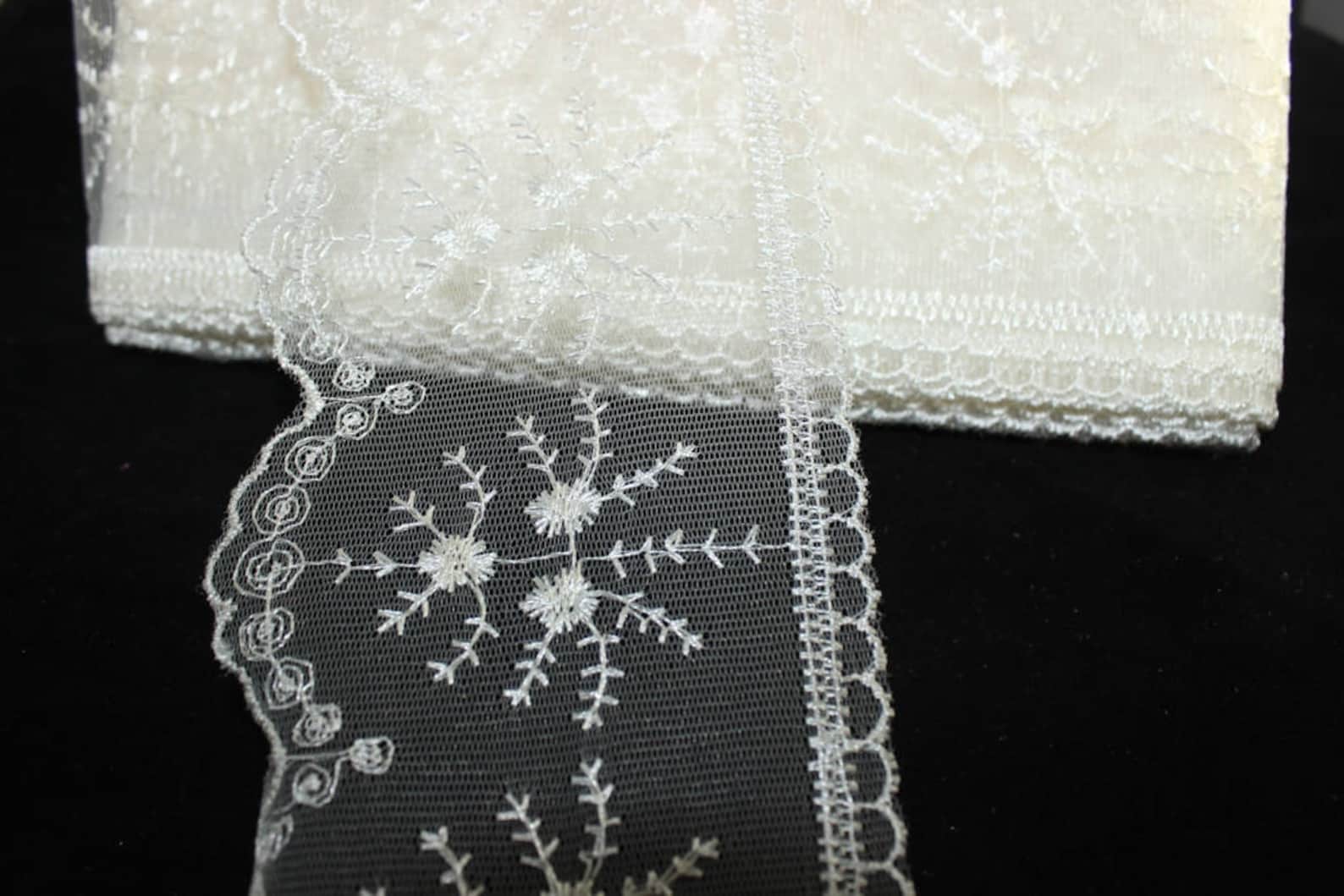 90 Mm off White Organza Lace Trim, Embroidered Lace Fabric , 3.50 ...