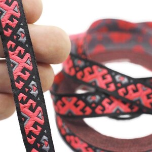 12 Mm Neon Pink Embroidered Ribbon Trim, 0.47inc, Jacquard Ribbon ...