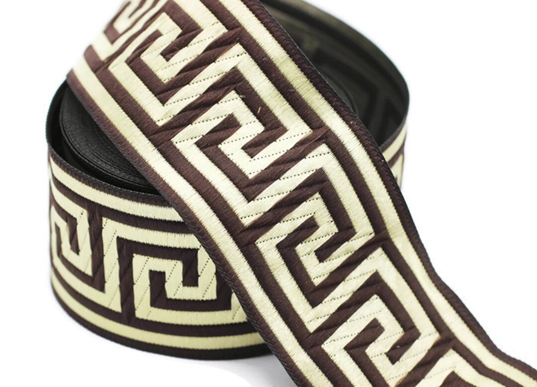 50 Mm Brown/golden Greek Key Ribbon Jacquard Trims 1.96 - Etsy