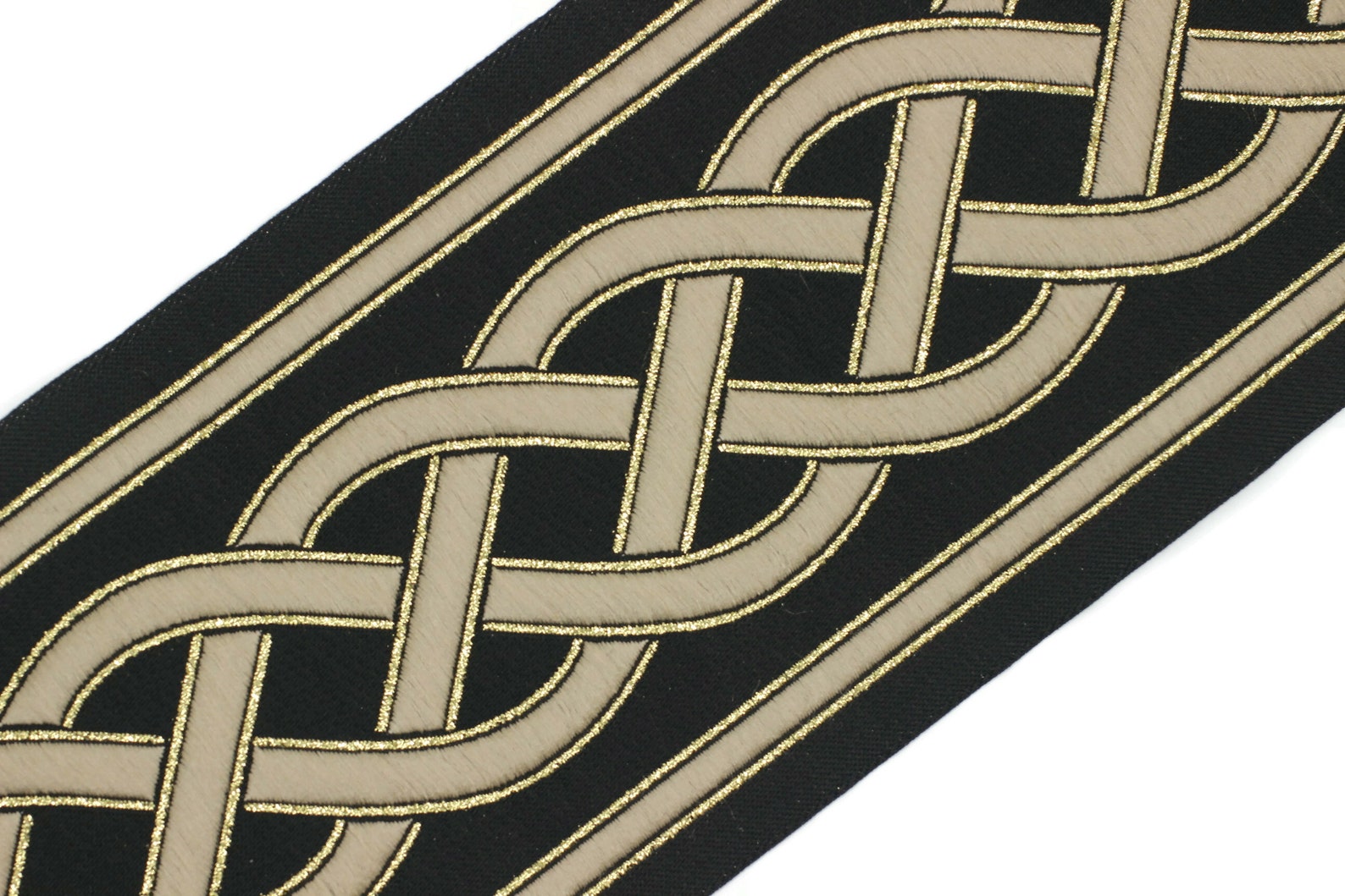 100 Mm Black-beige Celtic Knot Jacquard Ribbon for Drapery - Etsy