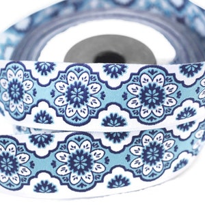 25 Mm Blue Floral Ribbon Jacquard Ribbon 0.98inch | Etsy