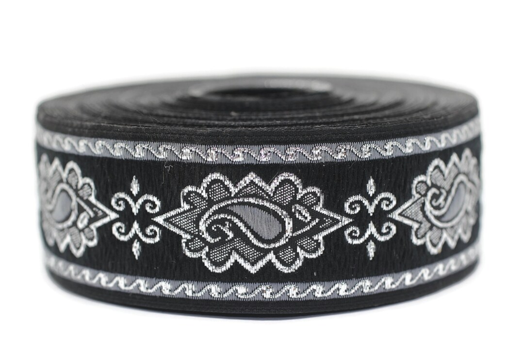 35 Mm Grey Medieval Motive Ribbon (1.37 Inches), Renaissance Trim ...