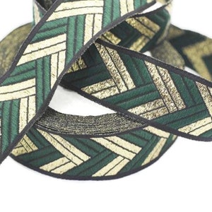 22 Mm Green Metallic Ribbon 0.86 Inches Jacquard Ribbon - Etsy