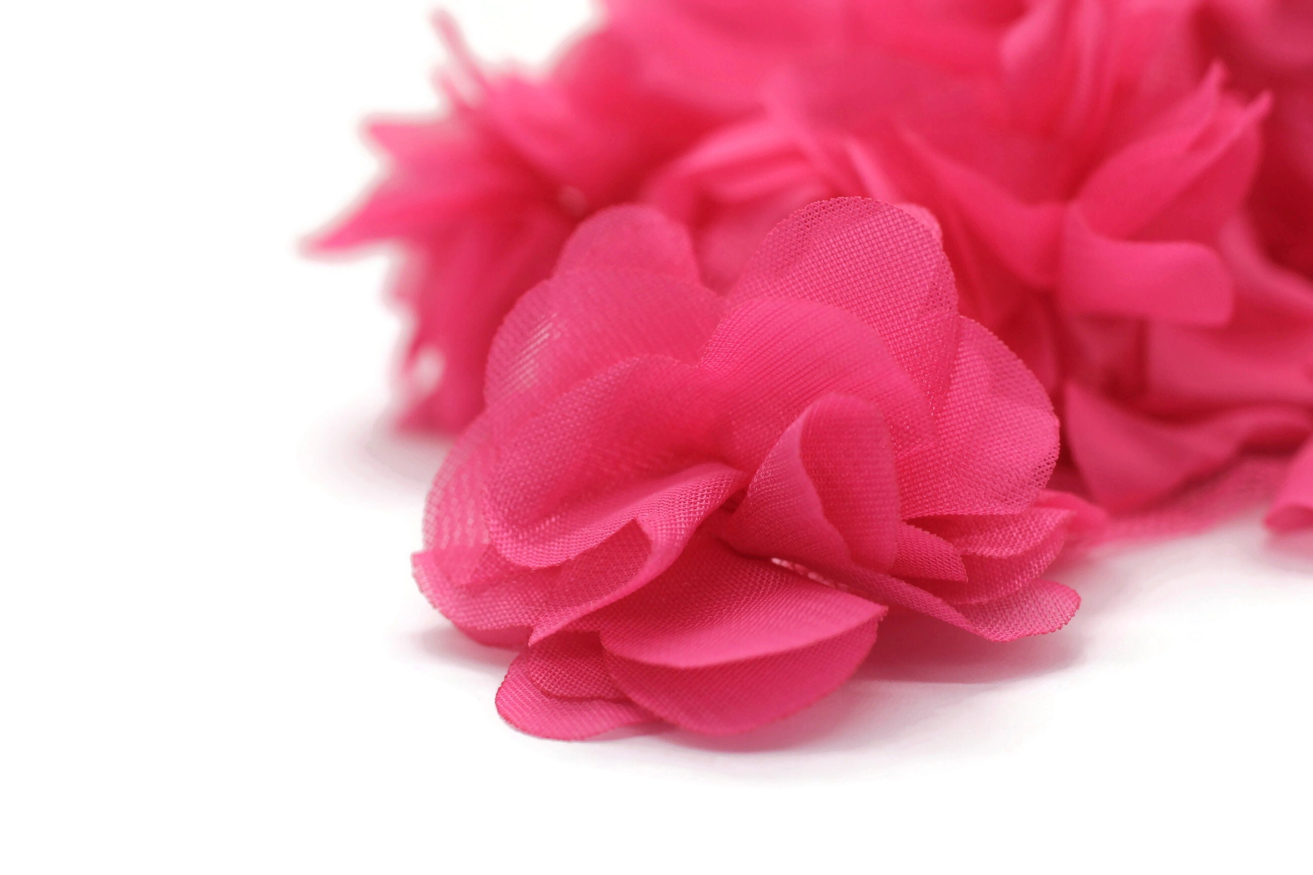 50 Mm Pink Chiffon Flower,fluffy Flower for Hair Accessories,rose Trim ...