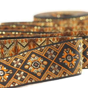 35 Mm Orange Geometric Ribbon, (1.37 Inch, Geometric Trim, Jacquard ...