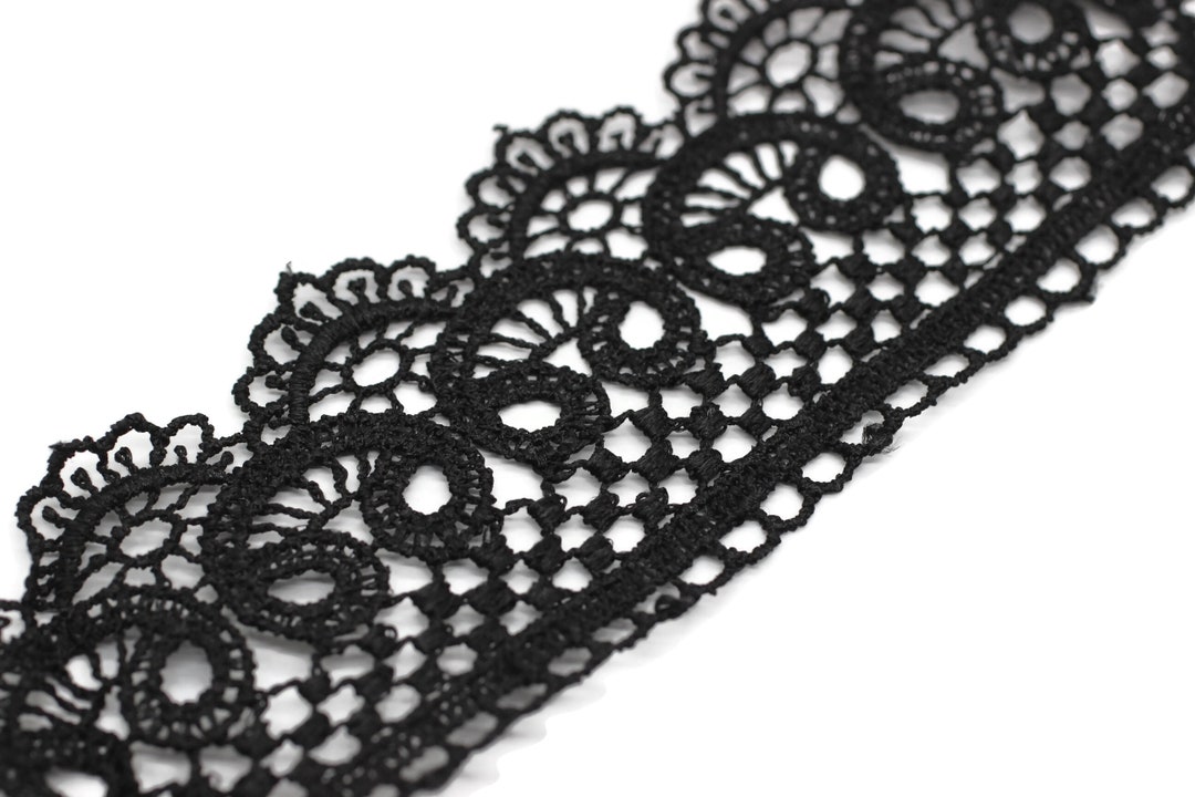 19.6 Yards Black Bridal Guipure Lace Trim | 2.1 Inches Wide Lace Trim ...