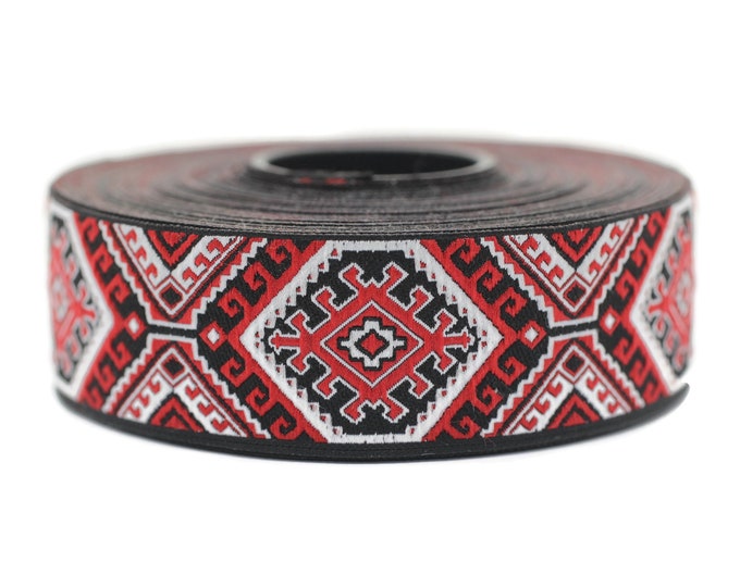 25mm Red/black Embroidered Ribbon Jacquard Ribbon 0.98 - Etsy