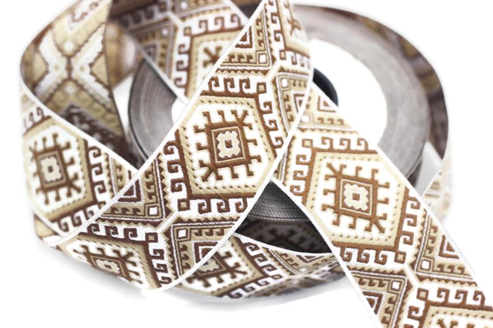 25mm Brown Embroidered Ribbon Jacquard Ribbon 0.98inc | Etsy