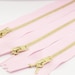 5 Pcs Baby Pink Metal Zippers With Gold Brass Teeth, 18-100cm (7 ...