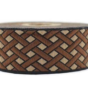 35 Mm Node Motive Brown Jacquard Ribbons (1.37 Inche), Jacquard Ribbon ...