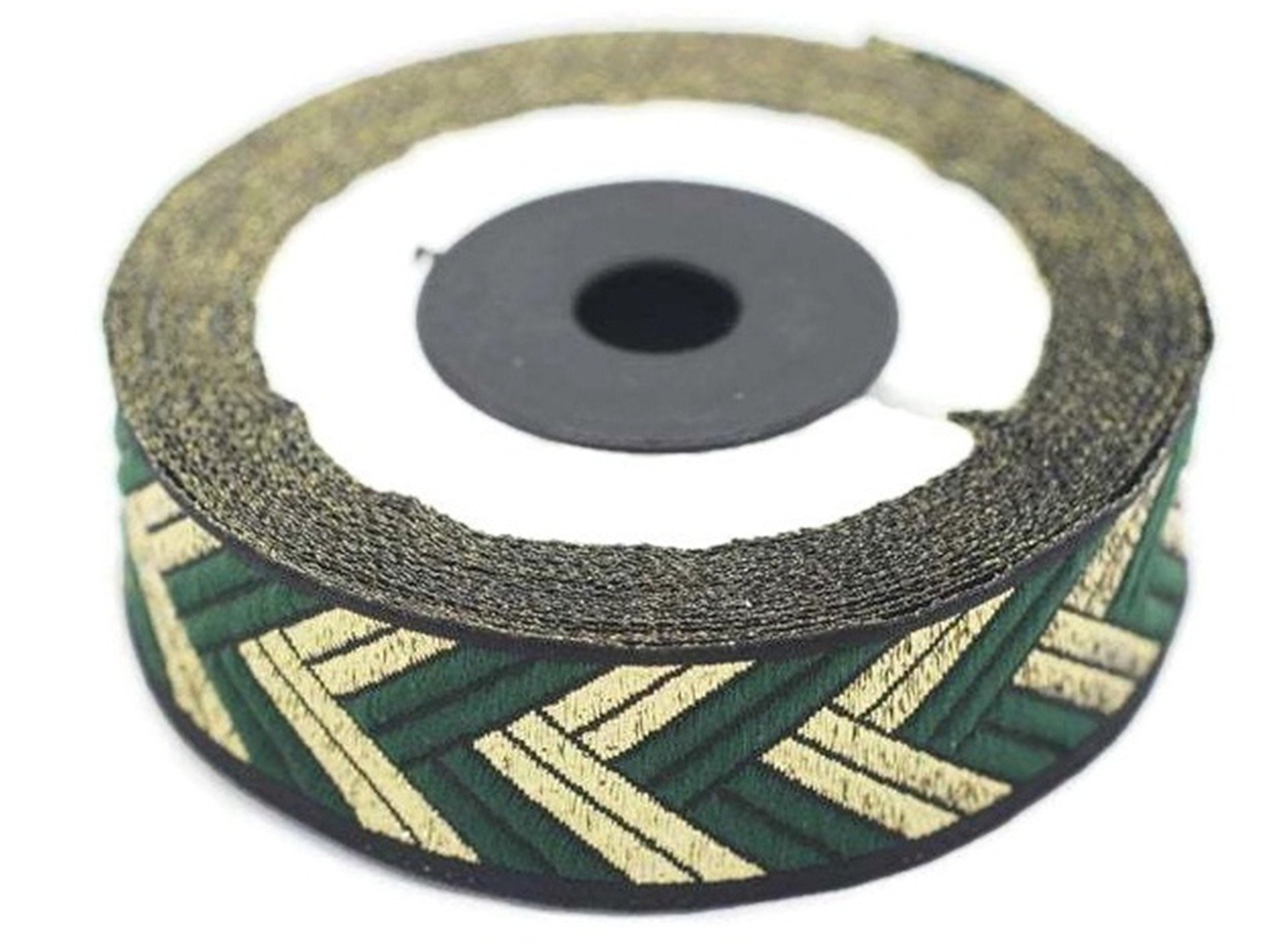 22 Mm Green Metallic Ribbon 0.86 Inches Jacquard Ribbon - Etsy