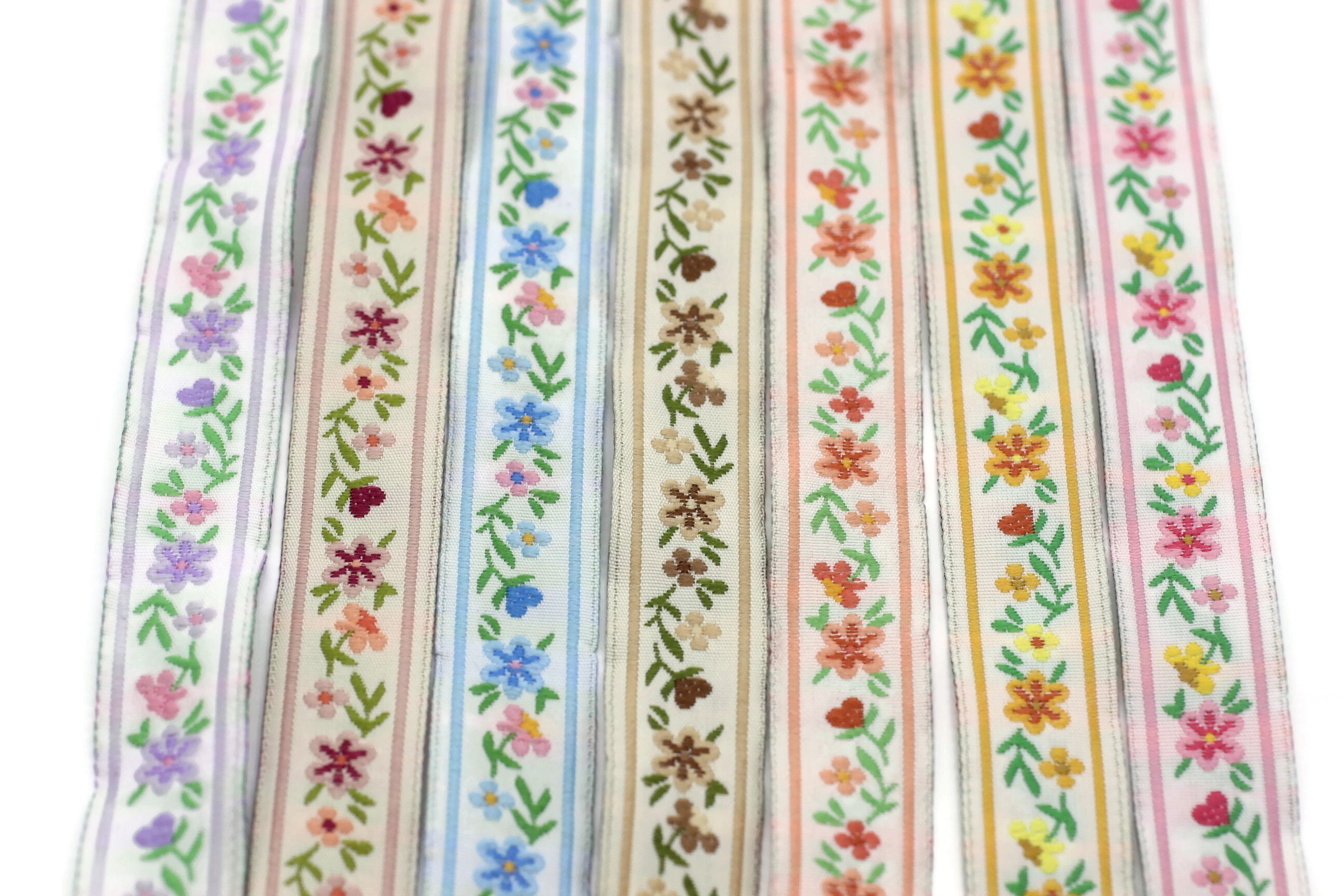 16 Mm Brown/white Floral Jacquard Ribbons (0.62 Inches, Woven Ribbon ...