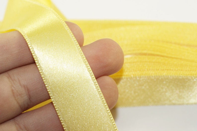 10 Meters (10.90 Yrds) Light Yellow Satin Ribbon, Double Sided Ribbon ...