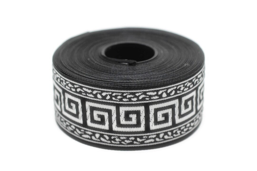35 Mm Black/silver Greek Key Ribbons 1.37 Inches, Ribbon Trims ...