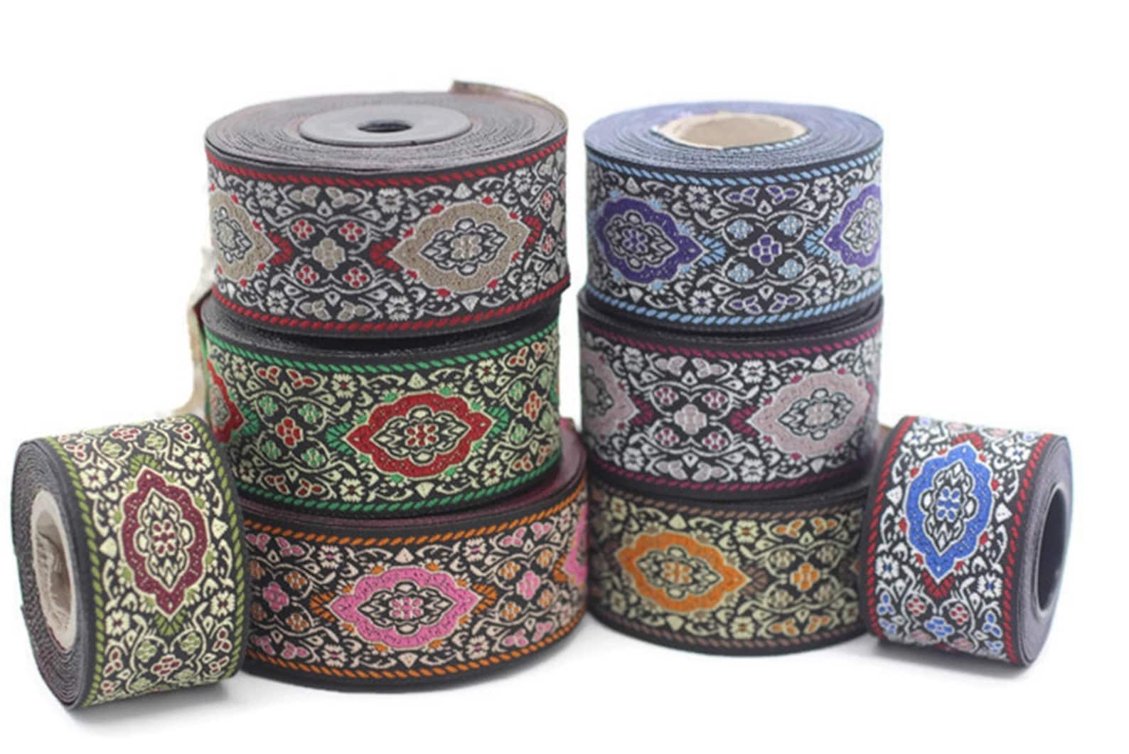 18mm Medieval Ribbon, Jacquard Trim, Jacquard Ribbon, Floral Embroidery ...