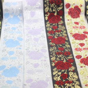 35mm Rose Ribbon Jacquard Trim Jacquard Ribbon Floral | Etsy