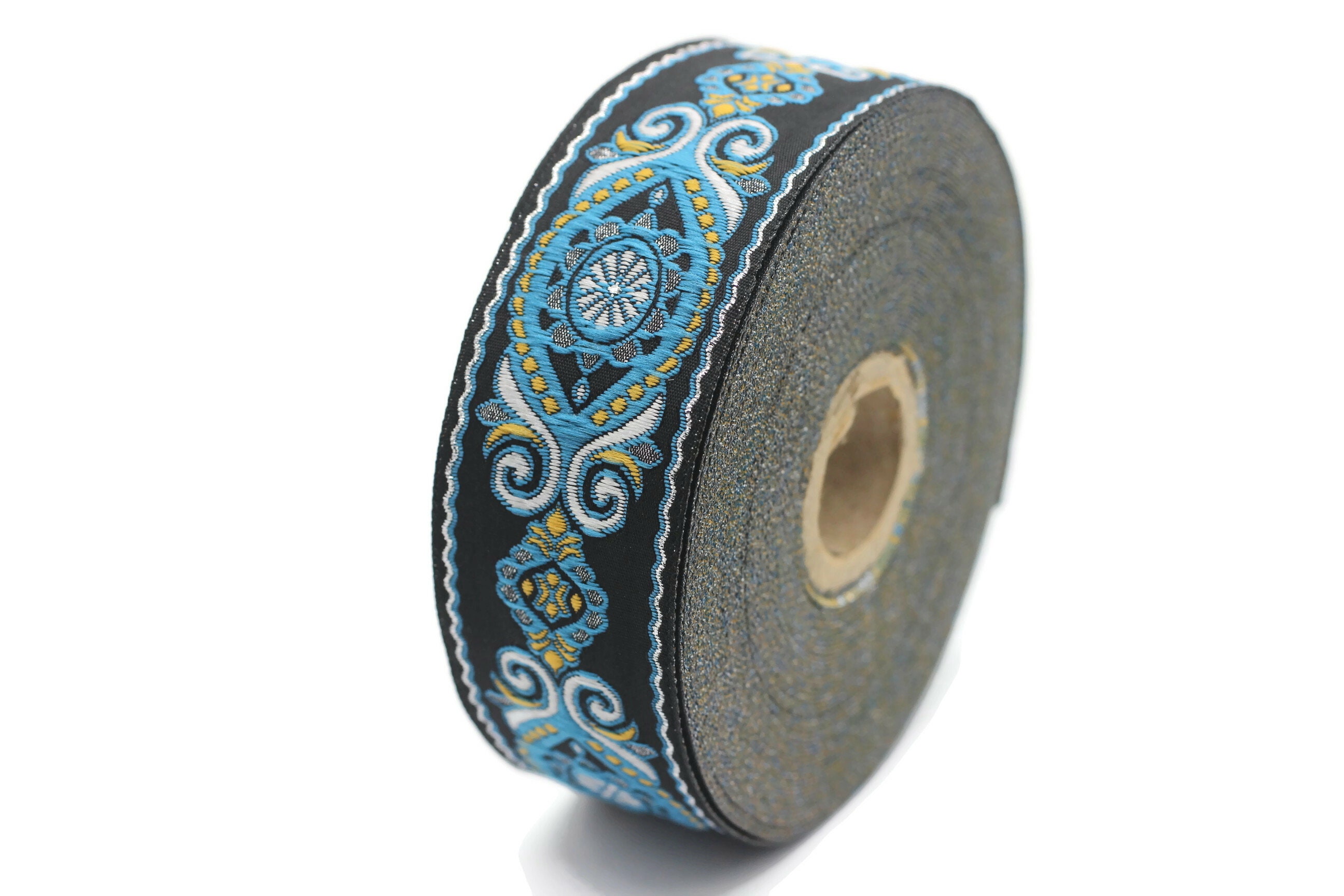 35 Mm Blue&black Jacquard Ribbon 1.37 Inches Jacquard - Etsy