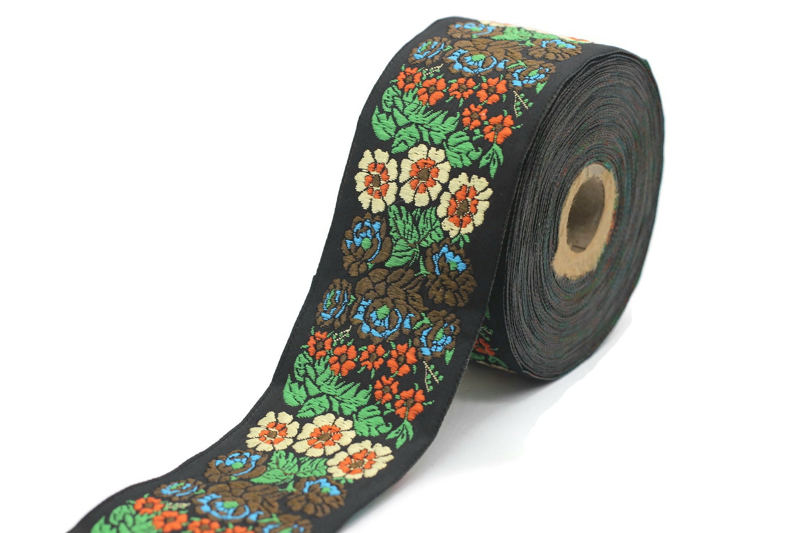 50 Mm Green Floral Embroidered Ribbon 1.96 Inches Vintage - Etsy