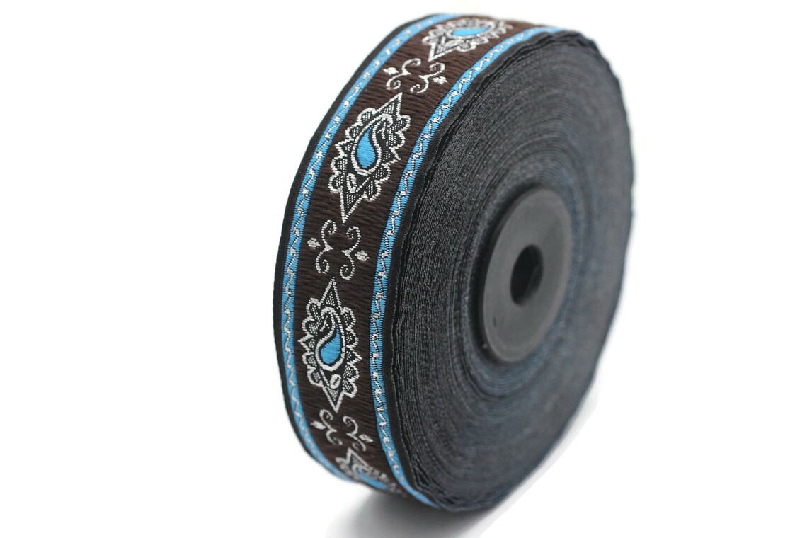 25 Mm Blue/brown Medieval Ribbon 0.98 Inches Renaissance - Etsy