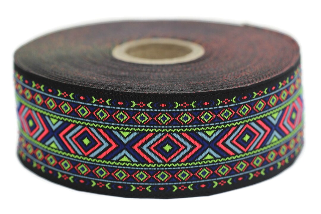 35 Mm Neon Green African Motif Ribbon (1.37 Inches), Vintage Jacquard ...