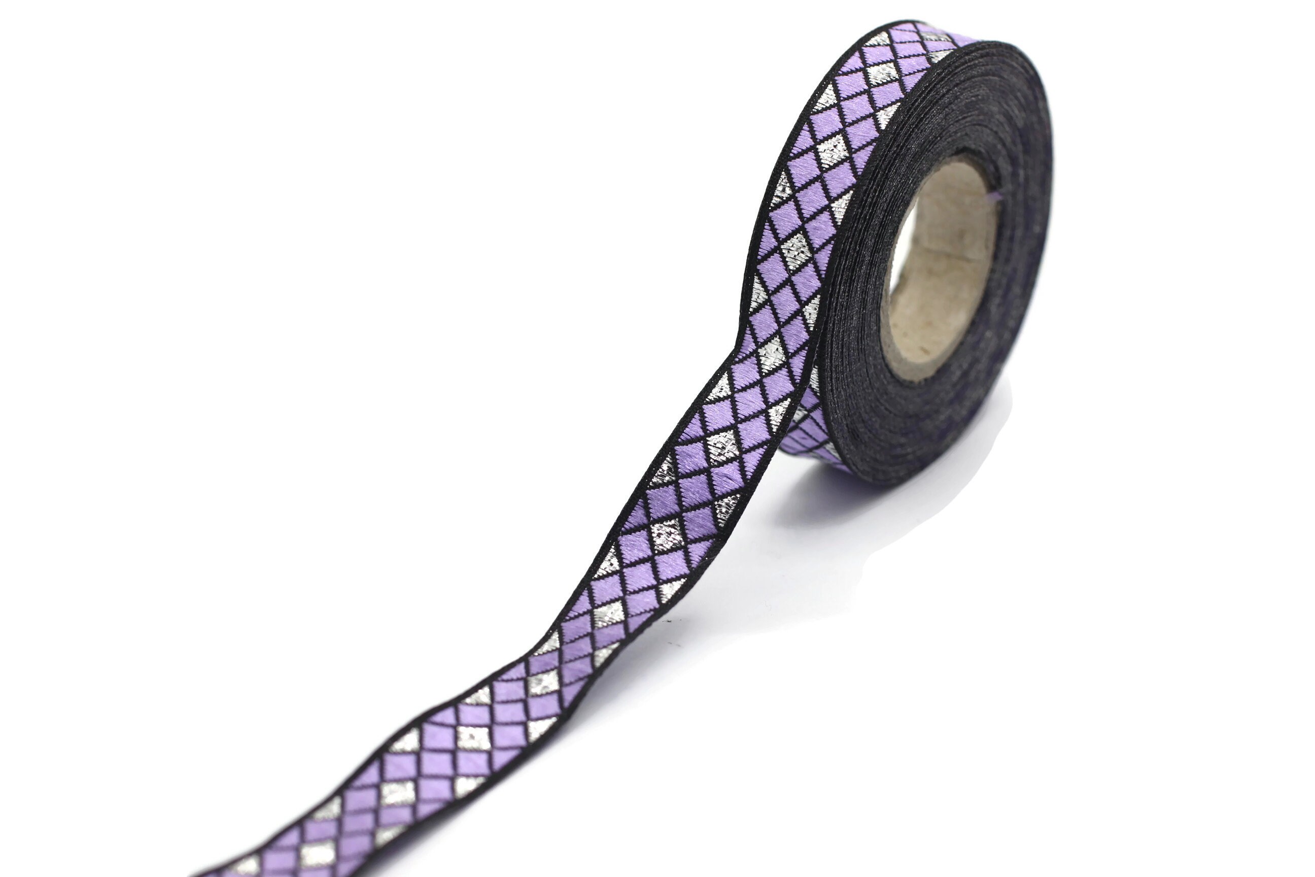 12 Mm Purple Triangle Motive Jacquard Border (0.47 Inches), Jacquard ...