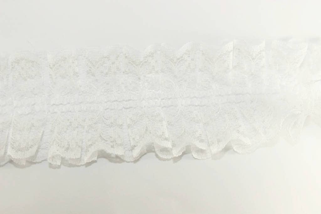 45 Mm White Pleated Ruffle White Lace Trim Lettuce Edge - Etsy