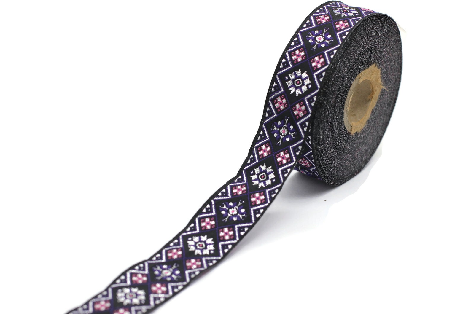25 Mm Purple Geometric Ribbon 0.98 Inches, Geometric Trim, Jacquard ...