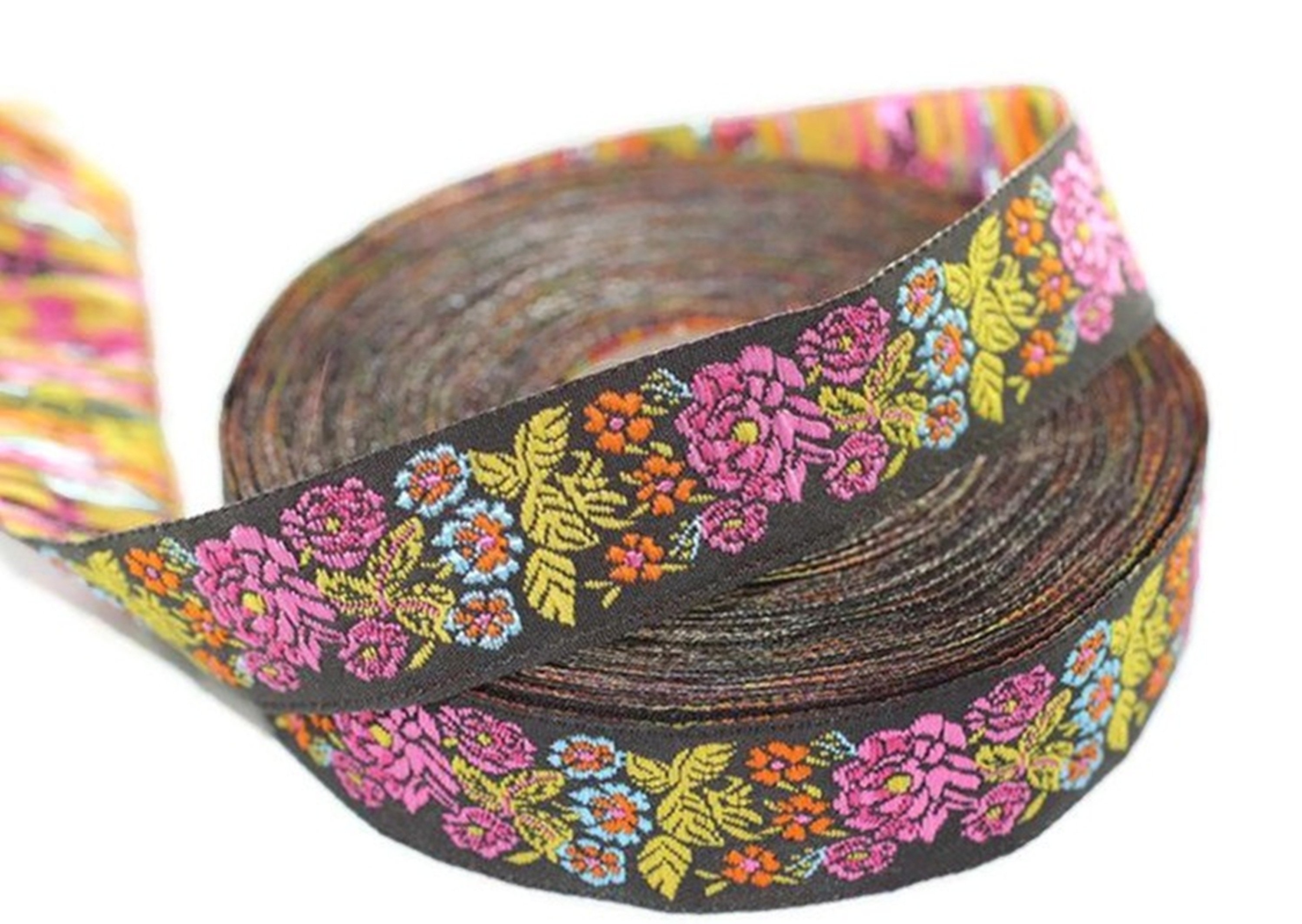 22 Mm Colorful Floral Embroidered Ribbon 0.86 Inches - Etsy