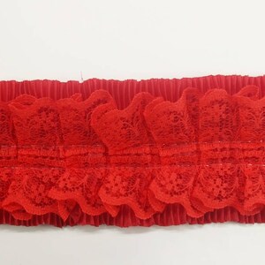 52 Mm Red Pleated Ruffle With Layer , Pleated Ruffle Lace, Lettuce Edge ...