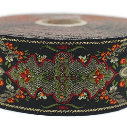 40 Mm Red / Black European Motive Jacquard Trim 1.57 Inches - Etsy