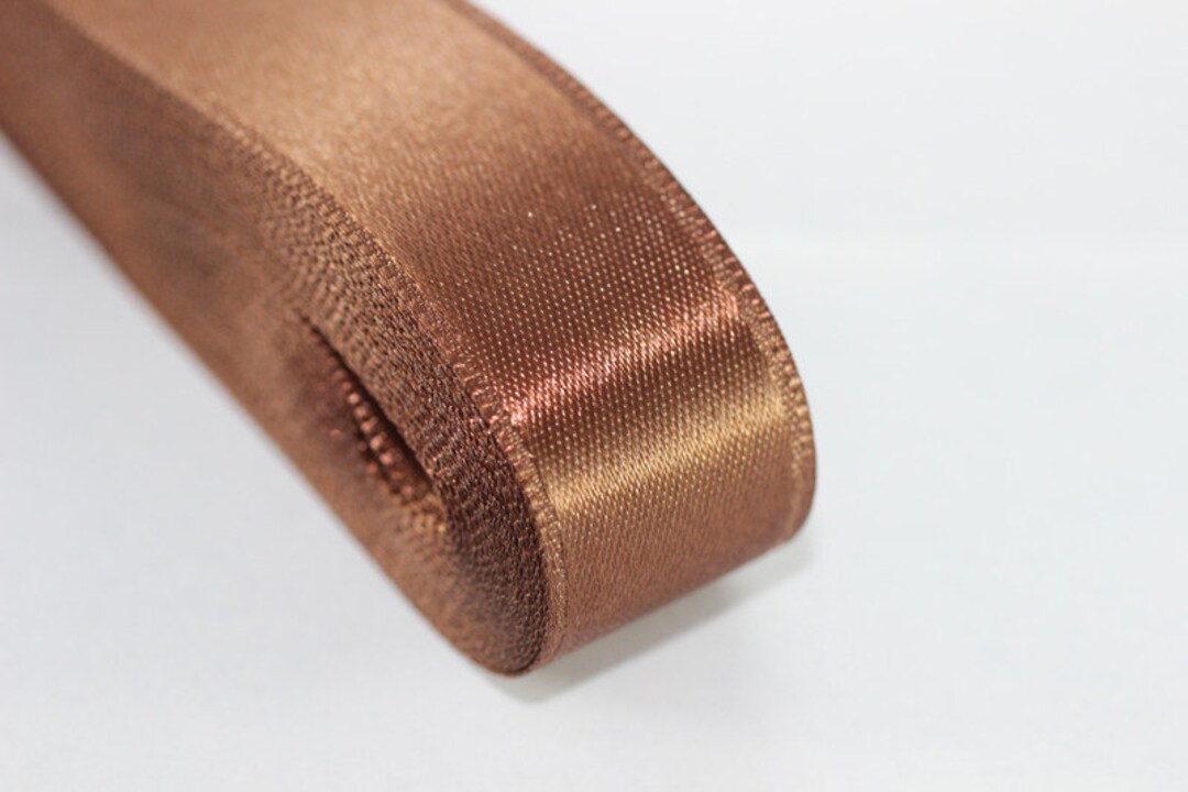 10 Meters (10.90 Yrds) Brown Satin Ribbon, Double Sided Ribbon, Silky ...