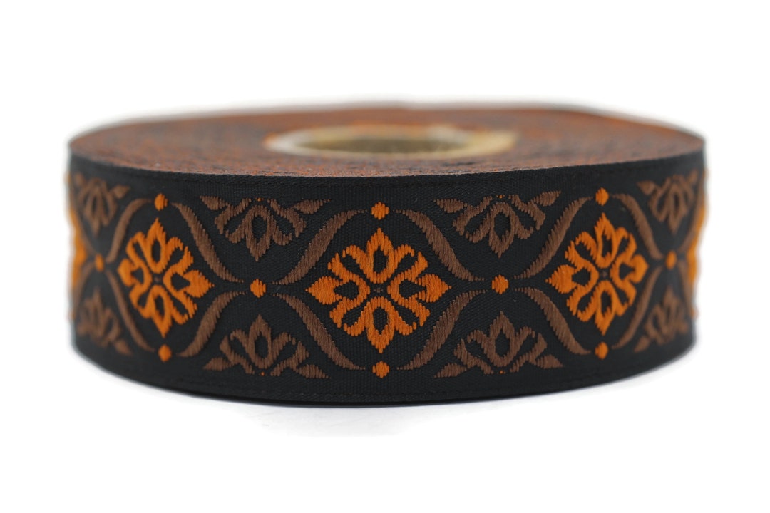 25 Mm Brown/orange Mediterranean Ribbon 0.98 Inch, Jacquard Ribbons ...