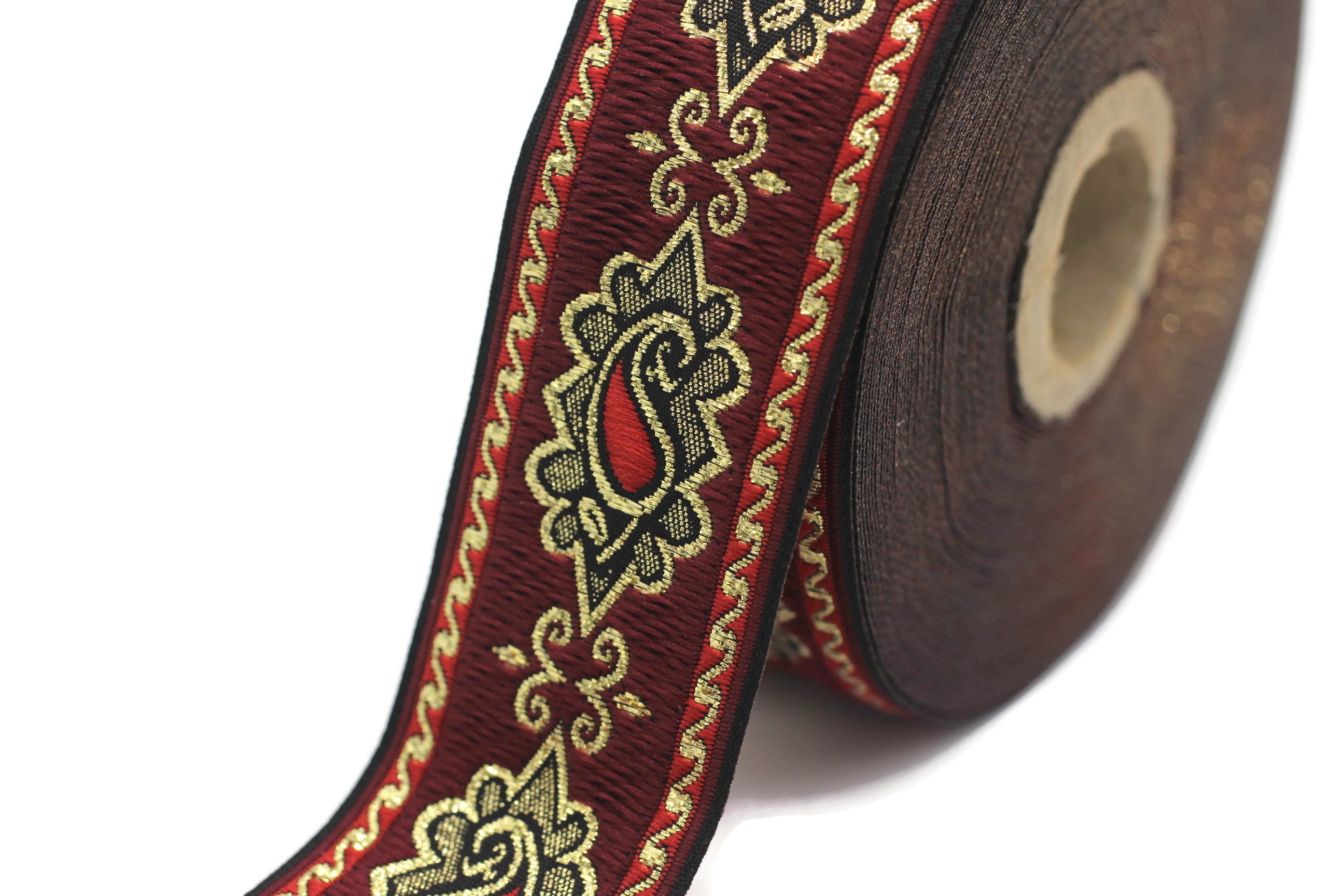 35 Mm Red Medieval Motive Ribbon 1.37 Inches Renaissance - Etsy