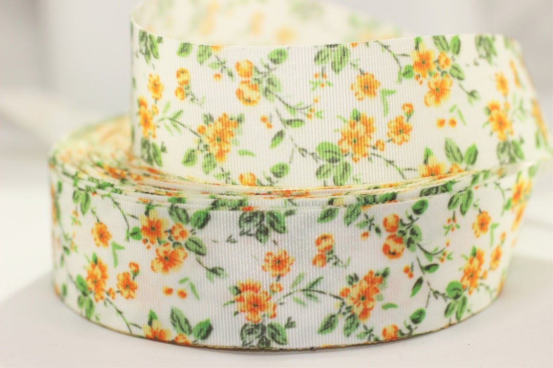 25 Mm Orange Clove Printed Ribbon 0.98 Inches - Floral Embroidered Trim ...